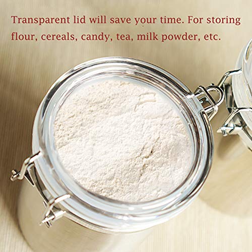 ENLOY 165oz Stainless Steel Airtight Canister for Kitchen, Large Flour Coffee Bean Tea Cereal Sugar Cookie Metal Food Storage Canisters with Clear Lid and Sturdy Locking Clamp