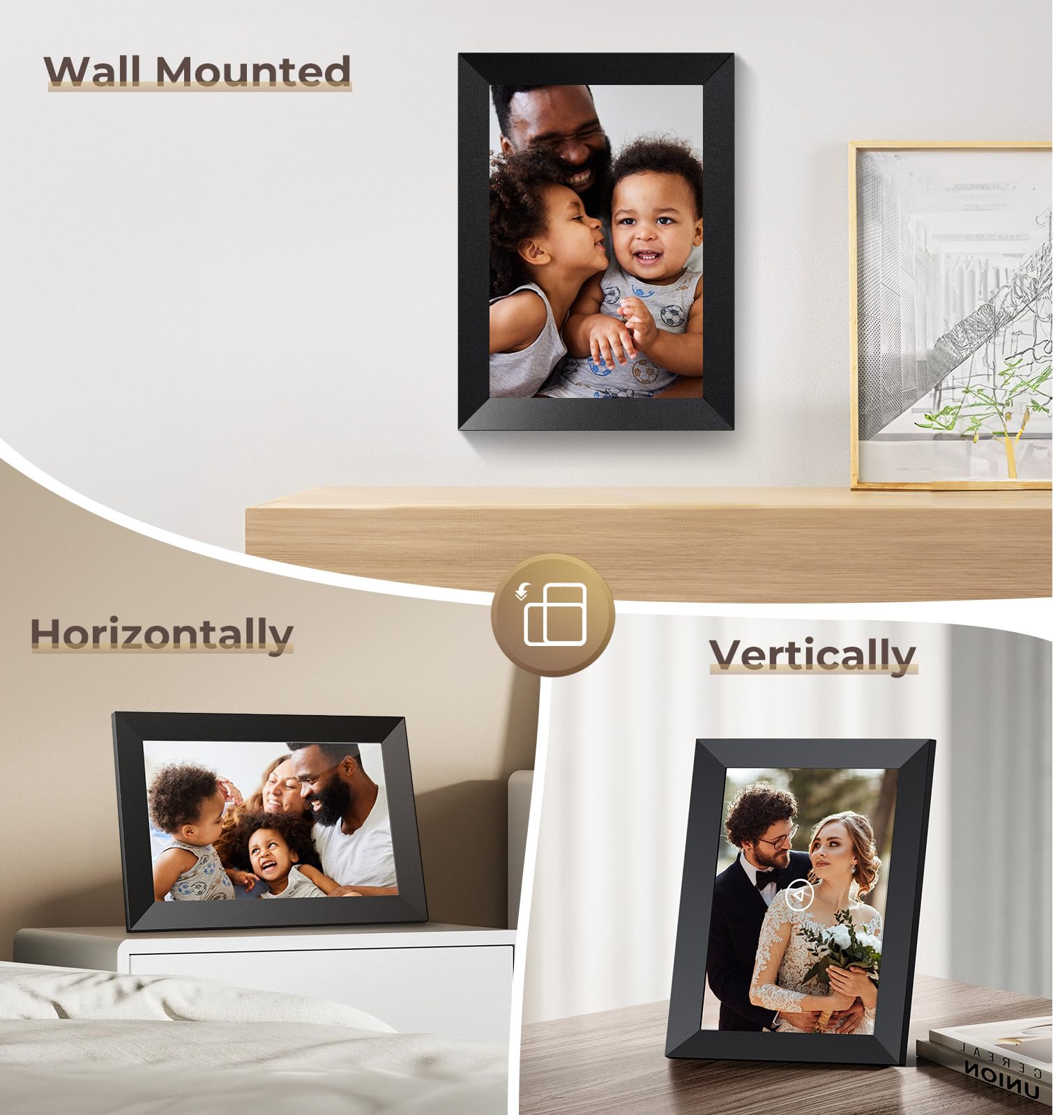 Frameo Digital Picture Frame WiFi 10.1inch Digital Photo Frame,Electronic Photo Frame Load from Phone,1280x800 IPS Touch Screen HD Display,Auto-Rotate,Share Photos/Video-Great Gift (Grey)