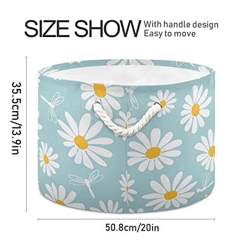 xigua Cotton Rope Basket Small White Daisies Baby Laundry Basket Blanket Kids Toy Storage Basket Glove Box