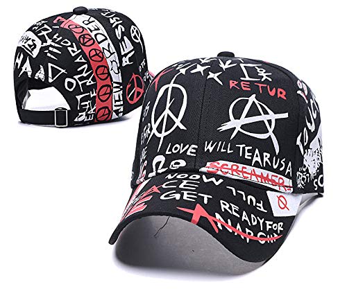 Baosale Black Graffiti Hat Adjustable Doodle Baseball Hat for Men Women (Black Get)