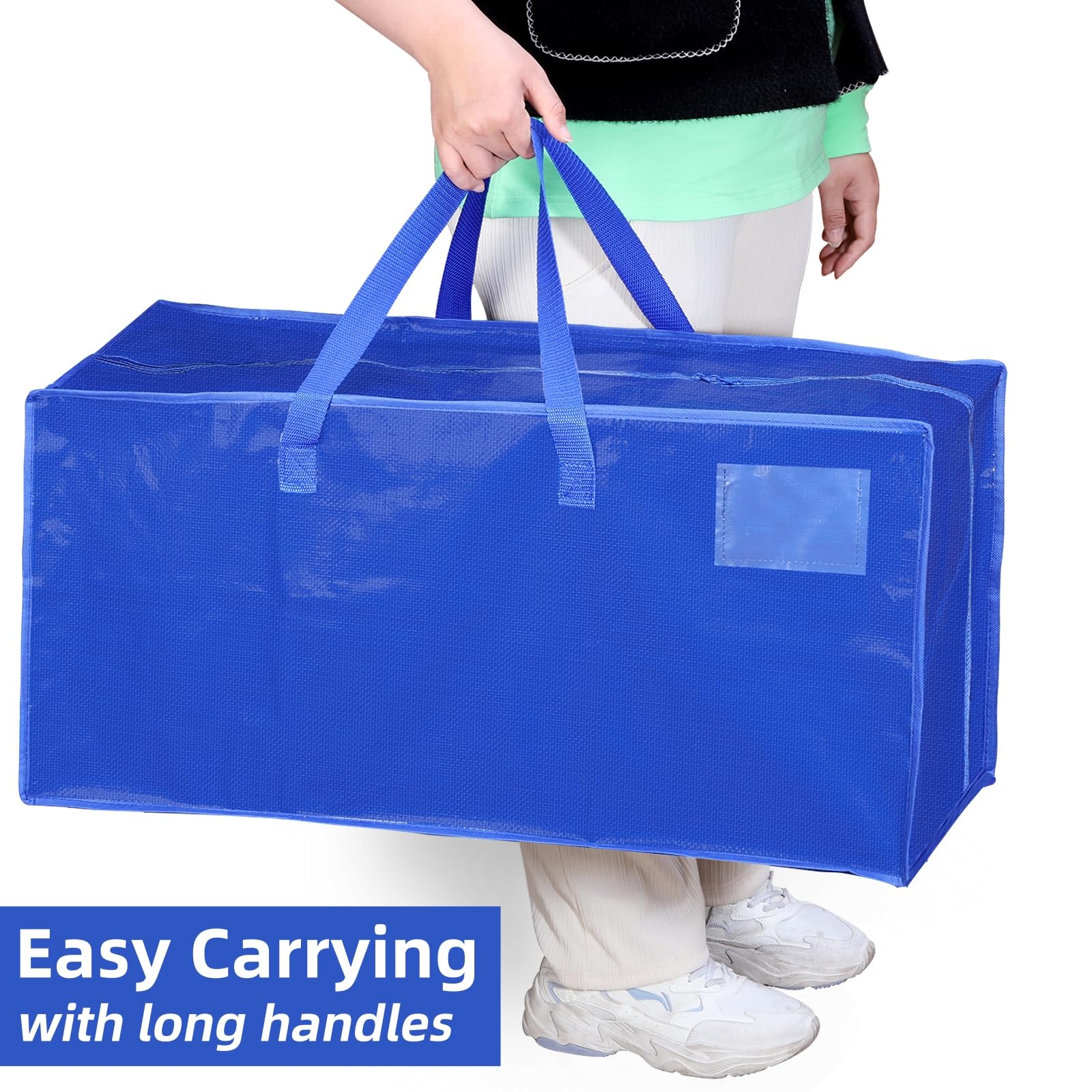 Eorbow 8 Pack Moving Bag, 91L Heavy Duty Extra Large Storage Tote, Foldable Packing Bags with Zipper and Carrying Handles, College Dorm Essentials Tool Bag for Space Saving, Traveling, Camping