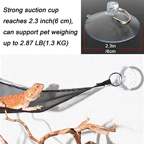 Lucky Interests 8 pcs Reptile Hammock Lounger, Lizard Hammock with Strong Suction Cup Triangle Bearded Dragon Lounger for Iguanas Geckos Lizards Anoles Snakes with 8 Reptile Food Bowl (Green, Black)
