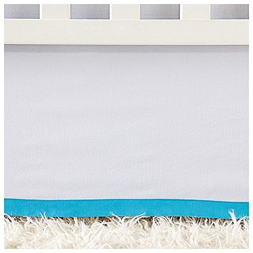 Serena & Lily Banded Linen Crib Skirt - Chambray/Cyan