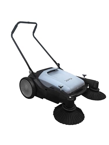 Dapper Supply Walk-Behind Outdoor Hand Push Floor Sweeper - 10.5 Gallon Capacity - 36" Sweeping Width - Sweeps up to 39,500 ft² / Hour, Grey