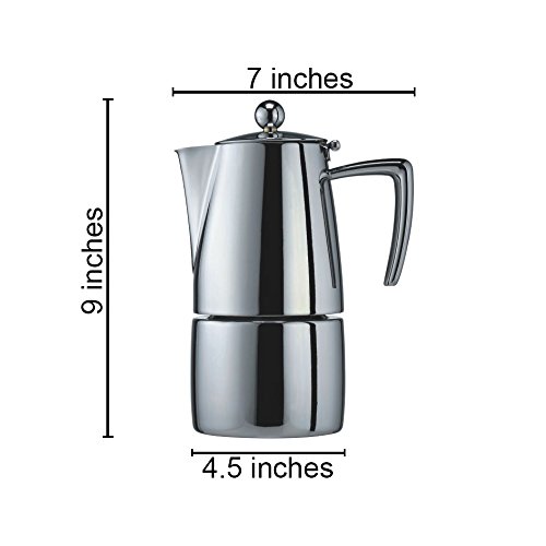 Cuisinox Milano Stainless Steel Stovetop Moka Pot Espresso Coffee Maker, 10 Cup