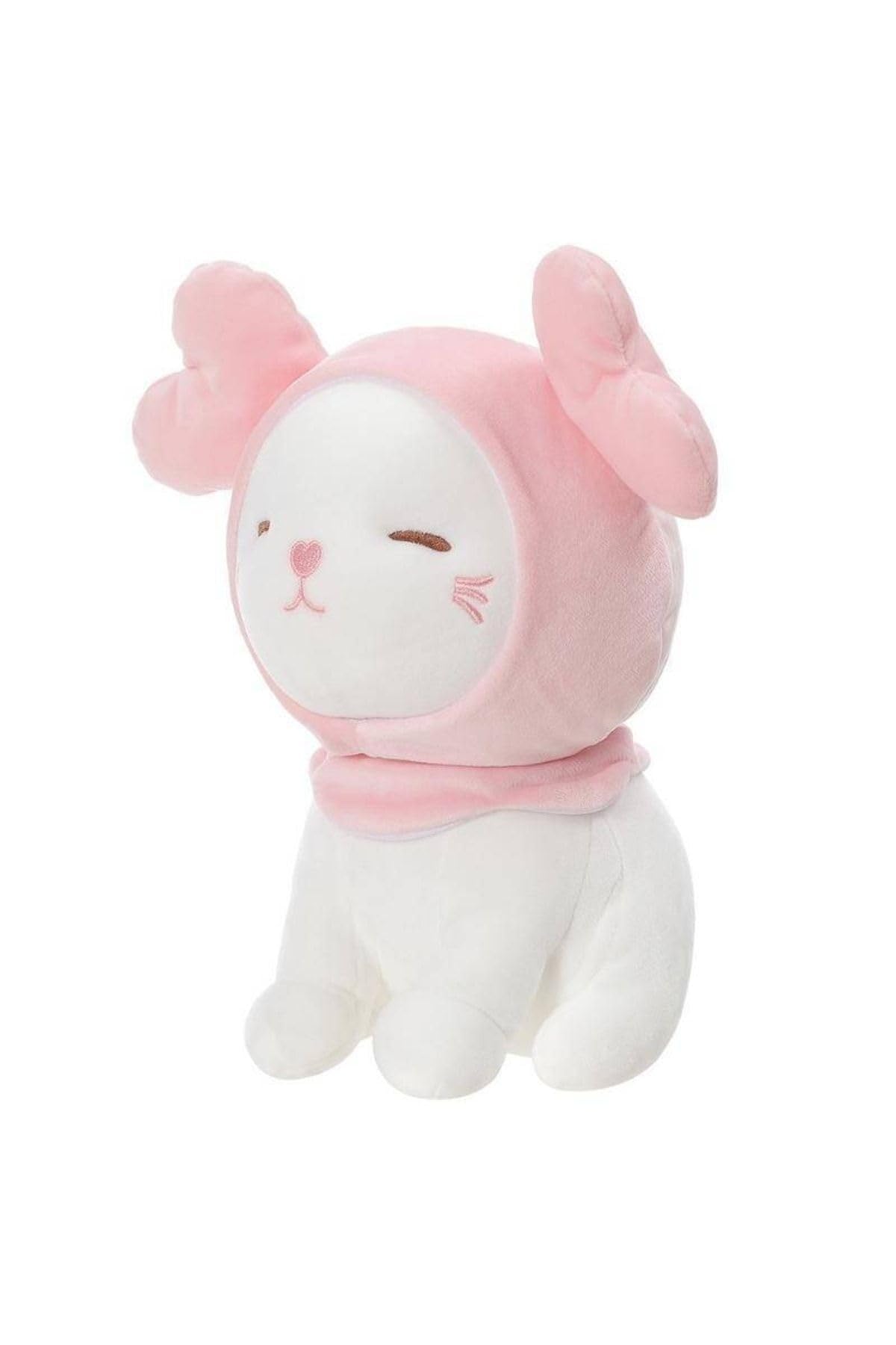 MINISO 11" Cat Plush Kawaii Stuffed Animal Pillow, Cute Soft Body Pillow with Double Heart Hat, Big Plush Toy for Valentine's Day Gift