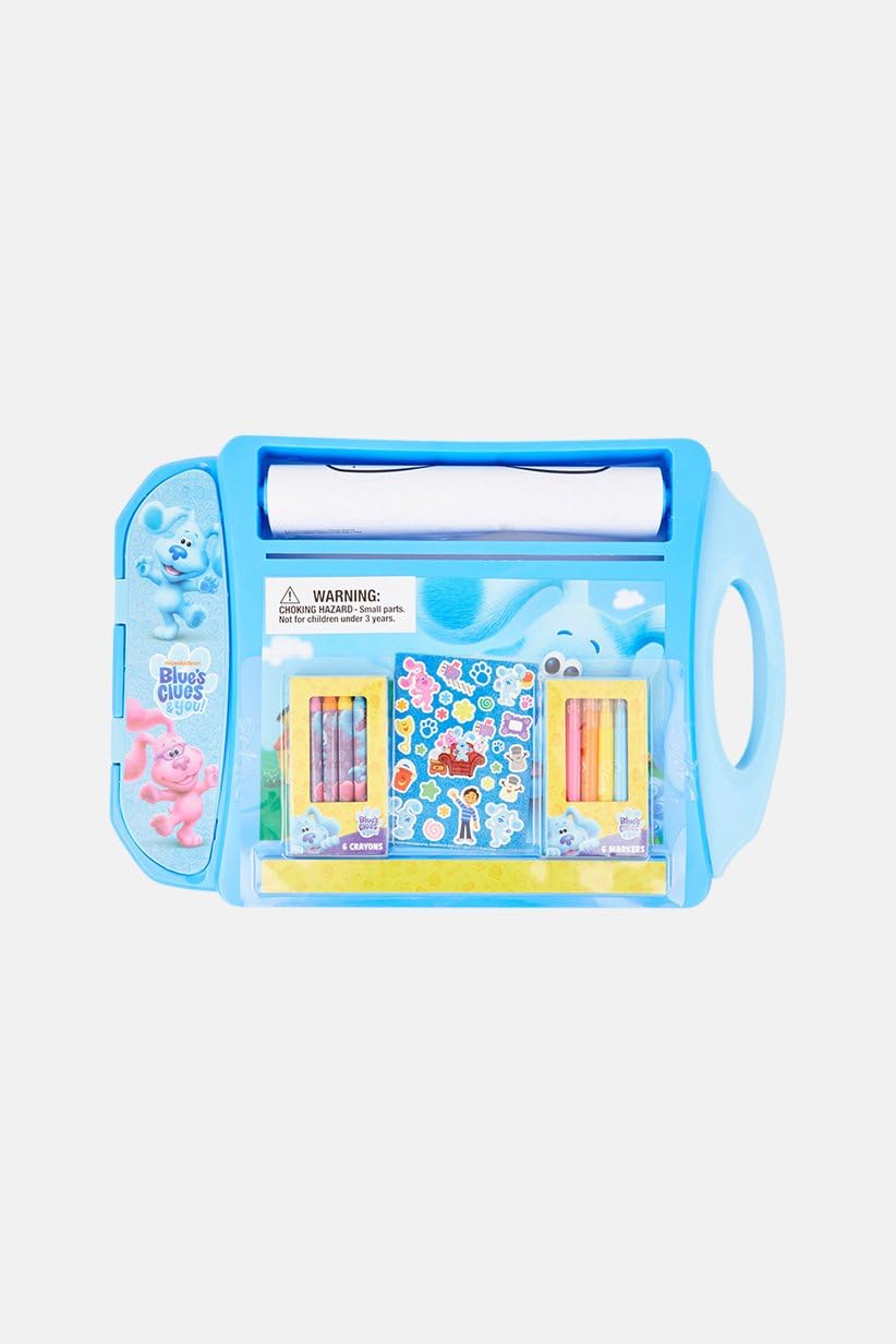 Innovative Designs Blues Clues Roller Art Desk - Blues Clues Art Case for Kids, Arts and Crafts Mess Free Coloring Activities for Kids, Roller Art Paper, Crayons, Markers and Stickers Set - 20+ Pieces
