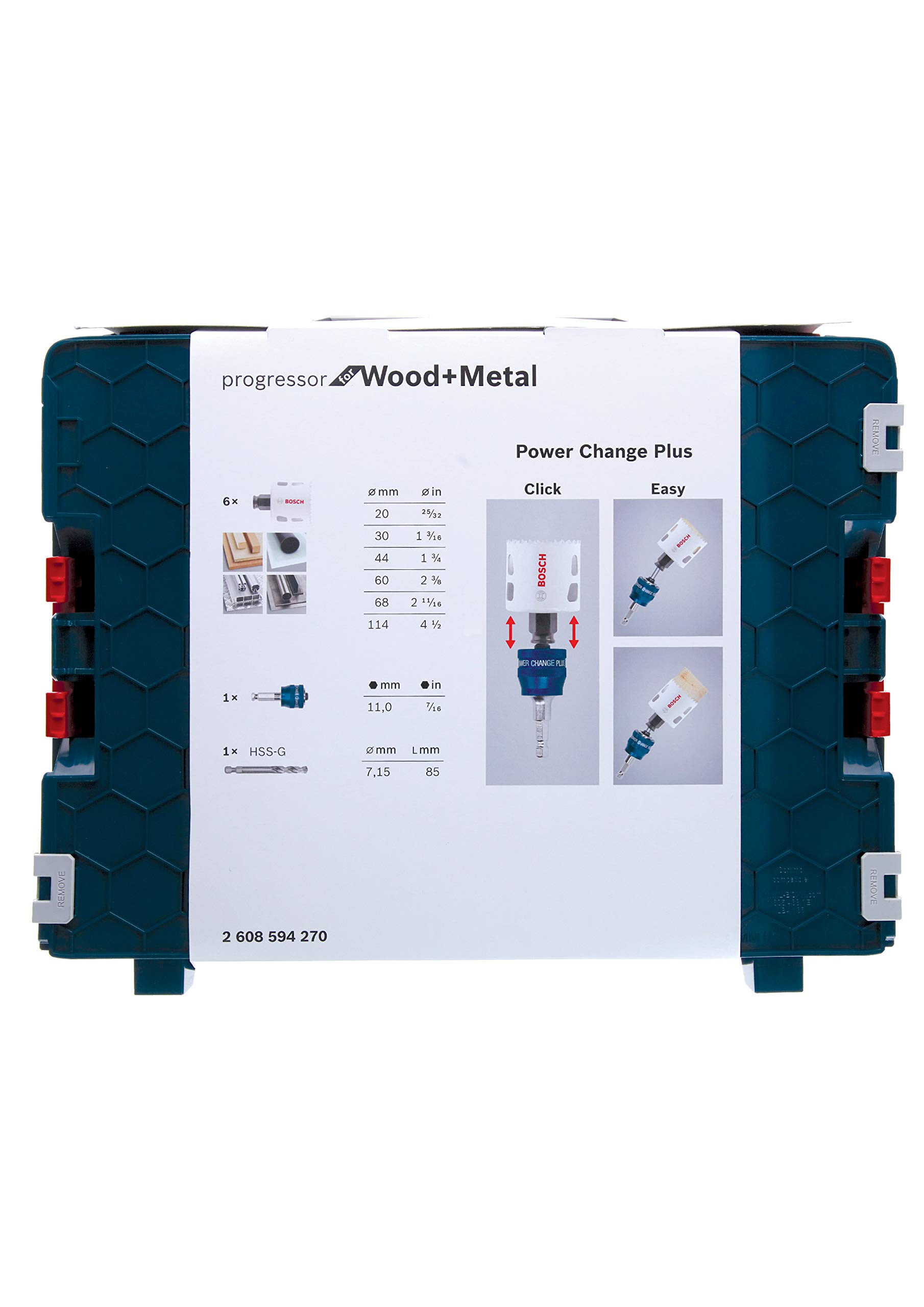 Bosch Professional 2608594270 8-Piece Hole Saw Progressor for Wood & Metal Set (in L-Boxx, Drill Accessories), Colour, Size