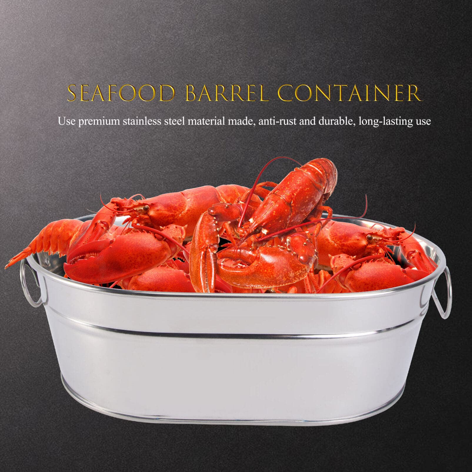 Cabilock Galvanized Metal Tub Stainless- Steel Beverage Tub Drink Tub Ice Bucket Bar Snacks Container Food Serving Tray for Parties