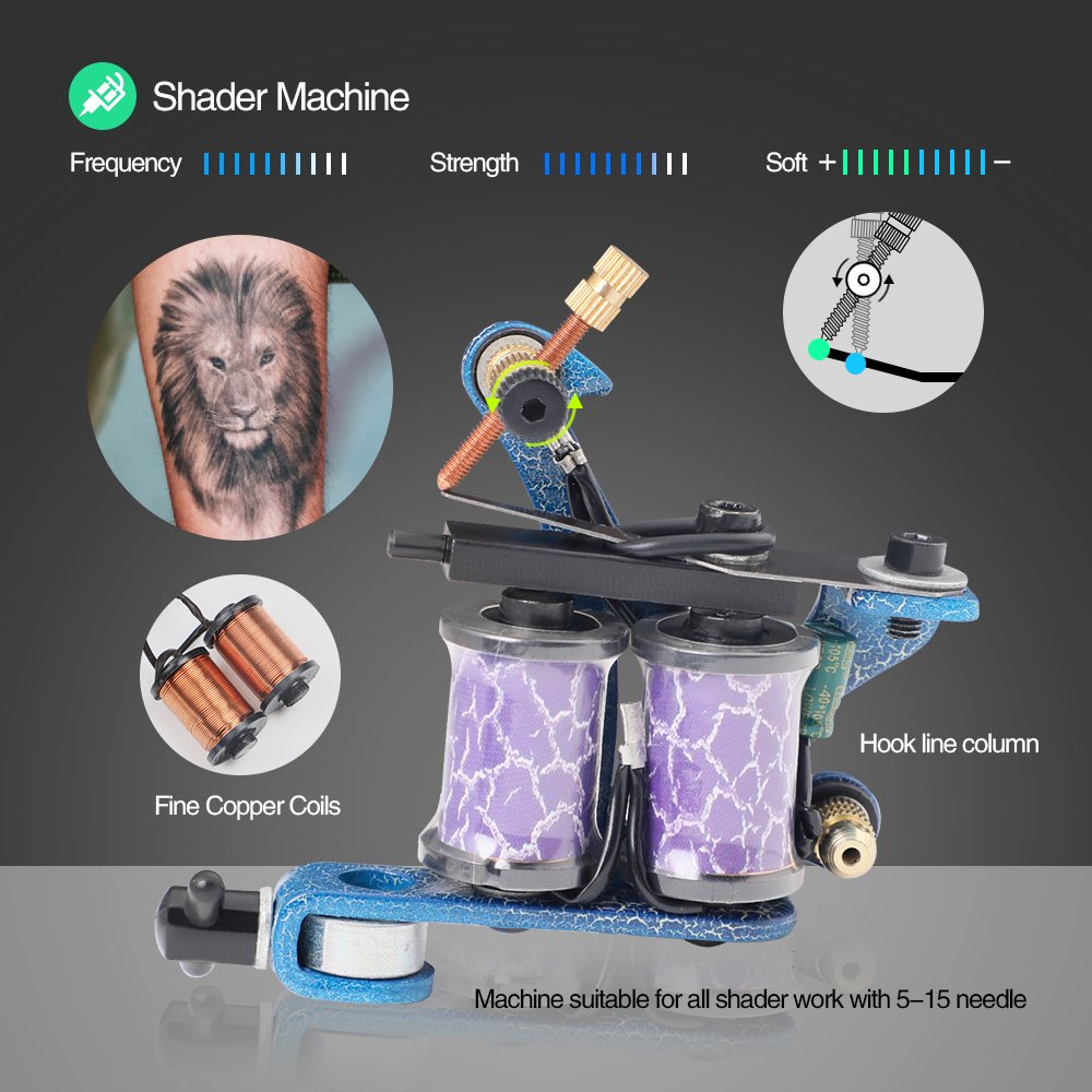Solong Complete Tattoo Kit 4 Pro Machine Guns 54 Inks Power Supply Foot Pedal Needles Grips Tips Carry Case TK456-US