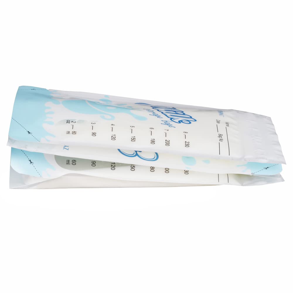 Breast milk storage bags, 100count/1Pack,7-8 ounces, liquid food bag, Breast milk storage bags freezer;breast feeding,Double-layer self-sealing, flat, upright after filling.