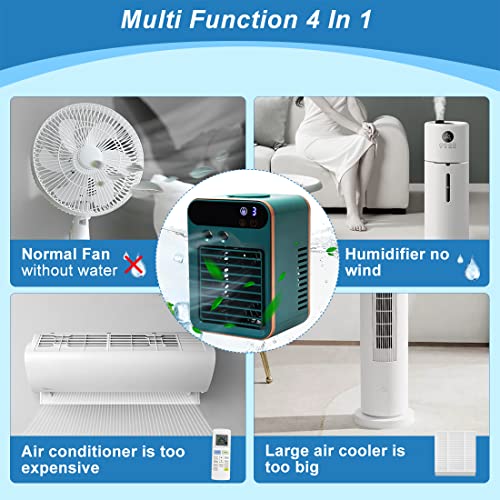 hYwecy Portable Air Conditioner-4000mAh Rechargeable Office Air Conditioner in Three Speeds&Spray Speed,Portable Evaporative Cooling Fan with Spray for Home Bedroom Office(green)