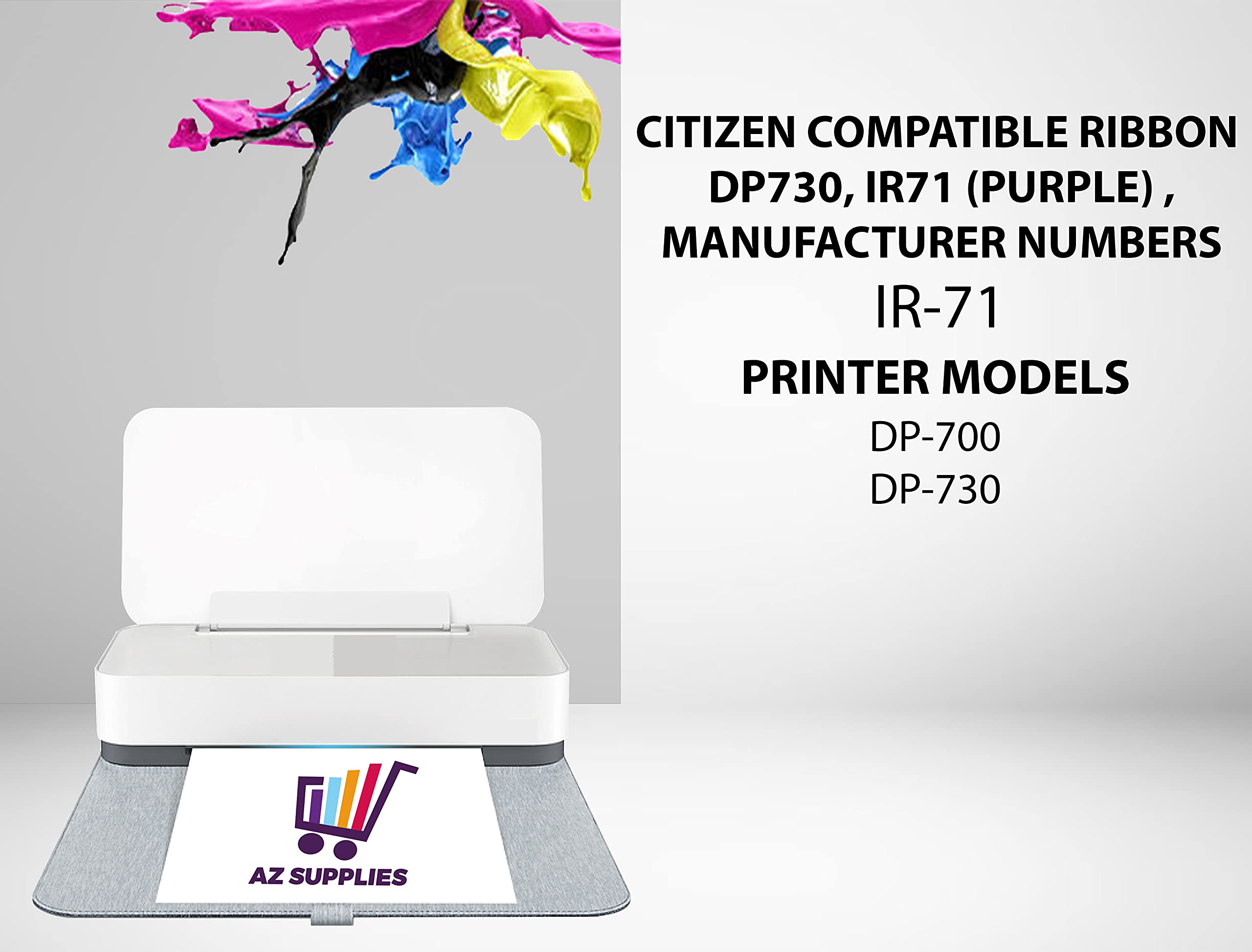 AZ SUPPLIES Compatible Printer Ribbons Replacement for Citizen Compatible DP730 IR71 Purple Ribbon 6 Pack