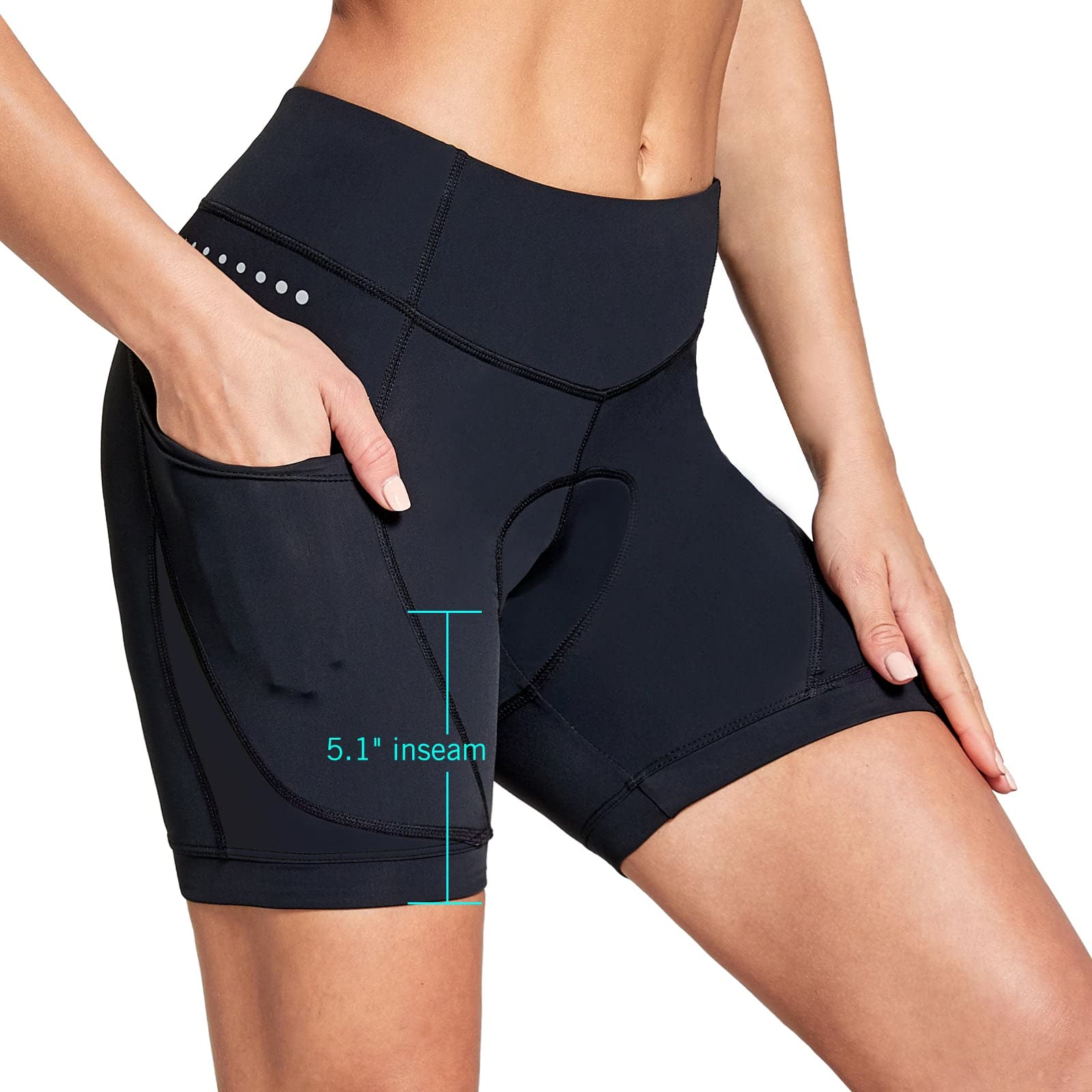 BALEAF 4D Padded Bike Shorts Women Cycling Underwear Gel Padding Pockets Black M