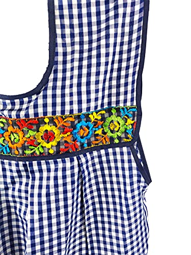 cuitáxi Traditional Mexican apron for women with pockets beautiful flower embroidery One size - Mandiles para mujer mexicanos mandil