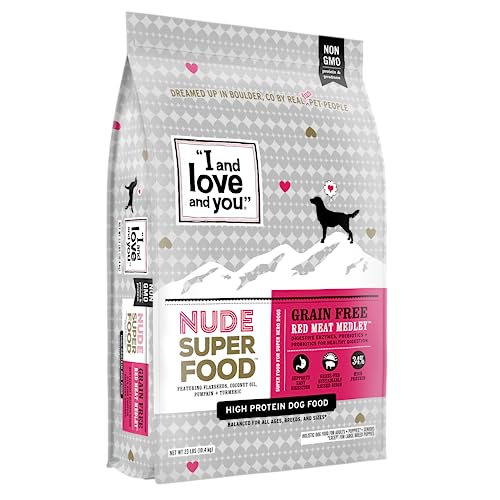 I and love and you Nude Superfood Dry Dog Food - Grain Free Kibble, Pork, Prebiotics & Probiotics,23-Pound