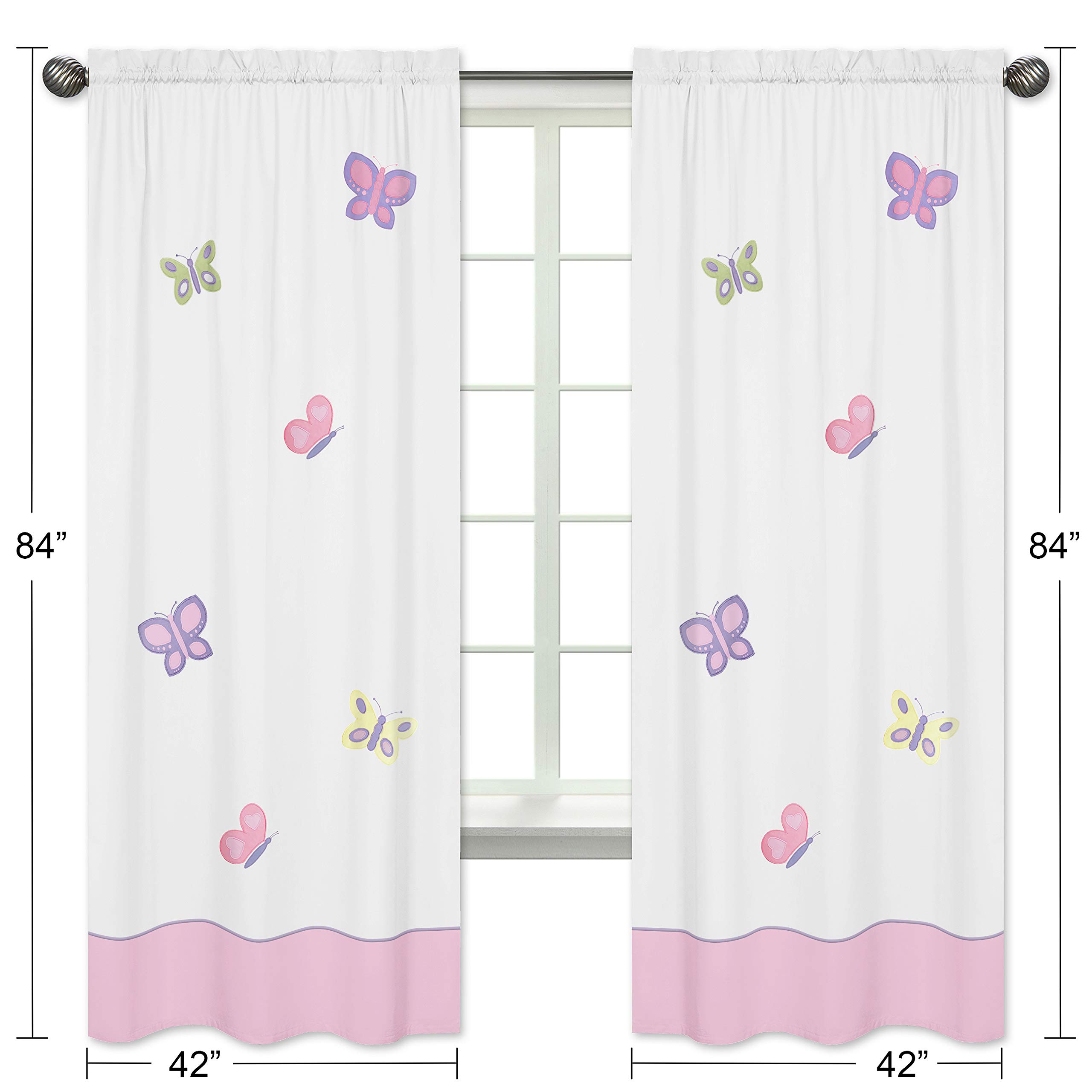 Sweet Jojo Designs Pink and Purple Butterfly Window Treatment Panel - Set of 2