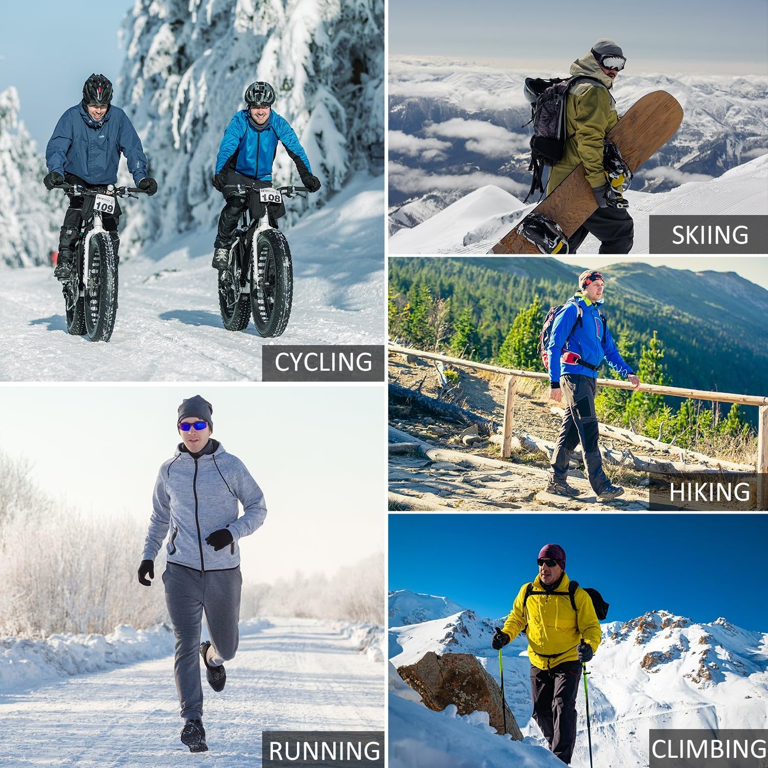BALEAF Men's Fleece Lined Pants Winter Running Cycling Pants Cold Weather Mountain Bike Windproof Bicycle Gear Black M
