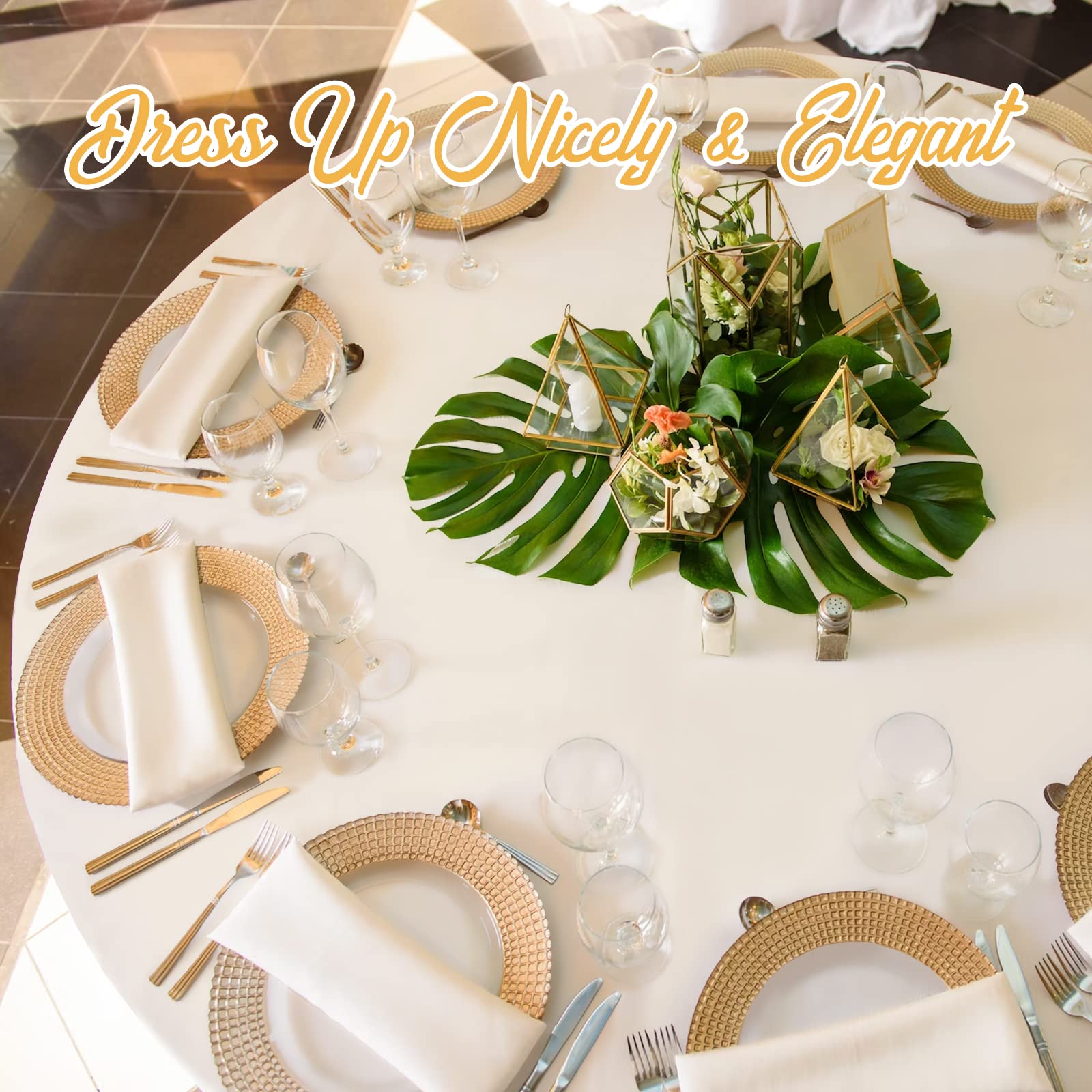 BRILLMAX 6 Pack Ivory Round Tablecloths 90 Inch - Circle Bulk Linen Polyester Fabric Washable Table Clothes Cover for Wedding Reception Banquet Birthday Party Buffet Restaurant
