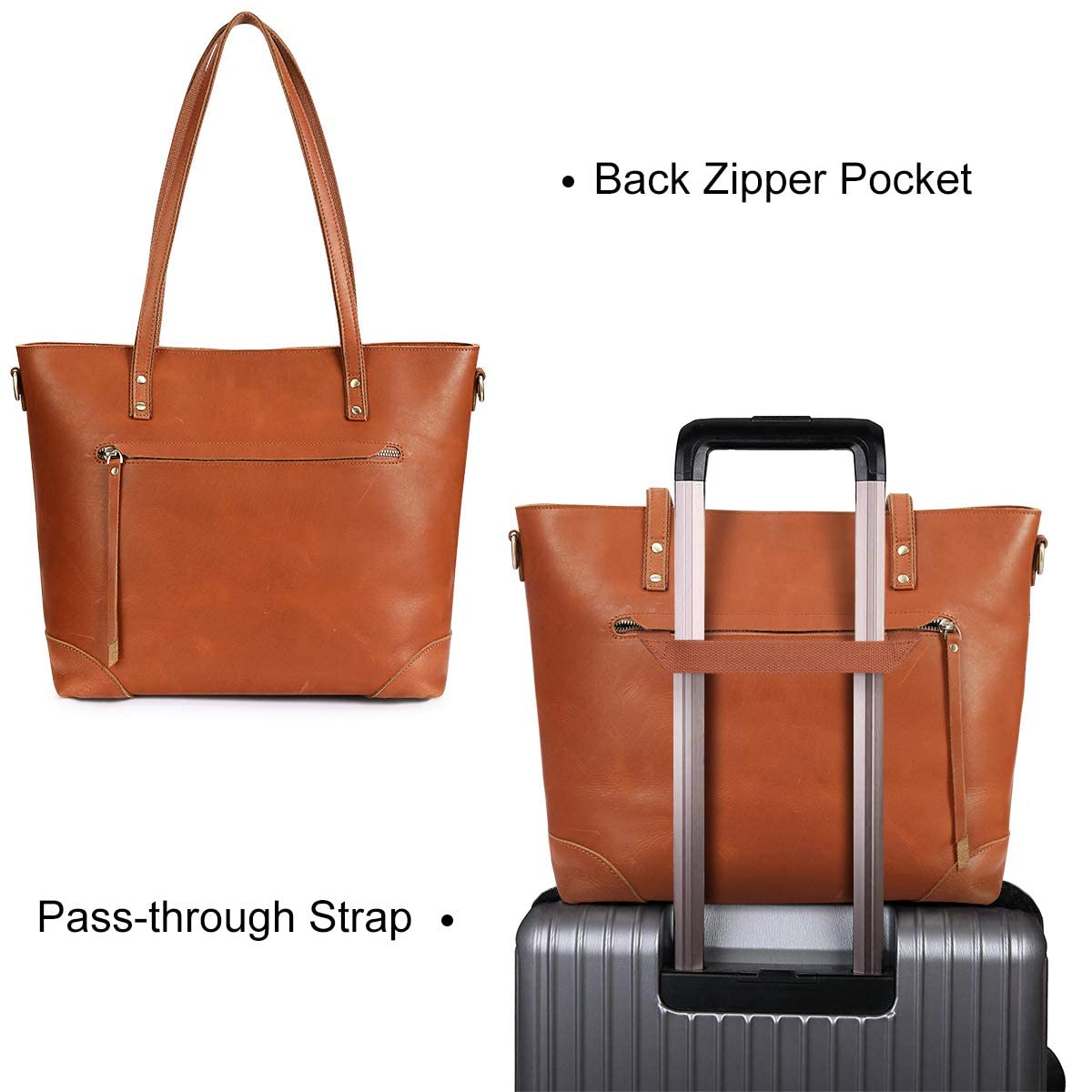 S-ZONE Vintage Genuine Leather Totes for Women Purse Handbag with Anti-thief Backpack Large