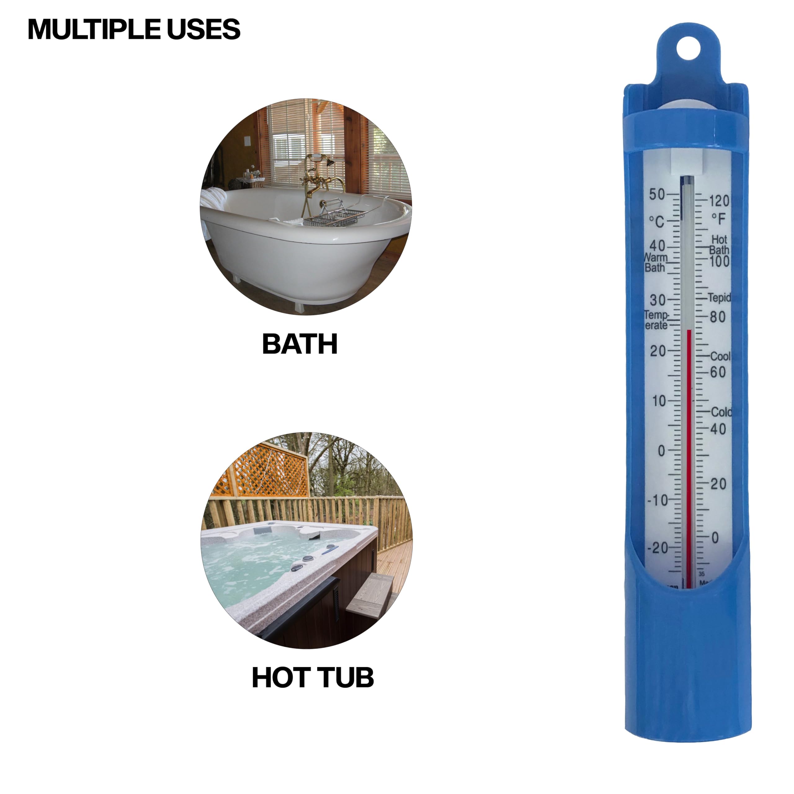 Swimming Pool Thermometer 230mm - Hot Tub Scoop Water Temperature Thermometer Sampling Bath Baby Elderly Kids