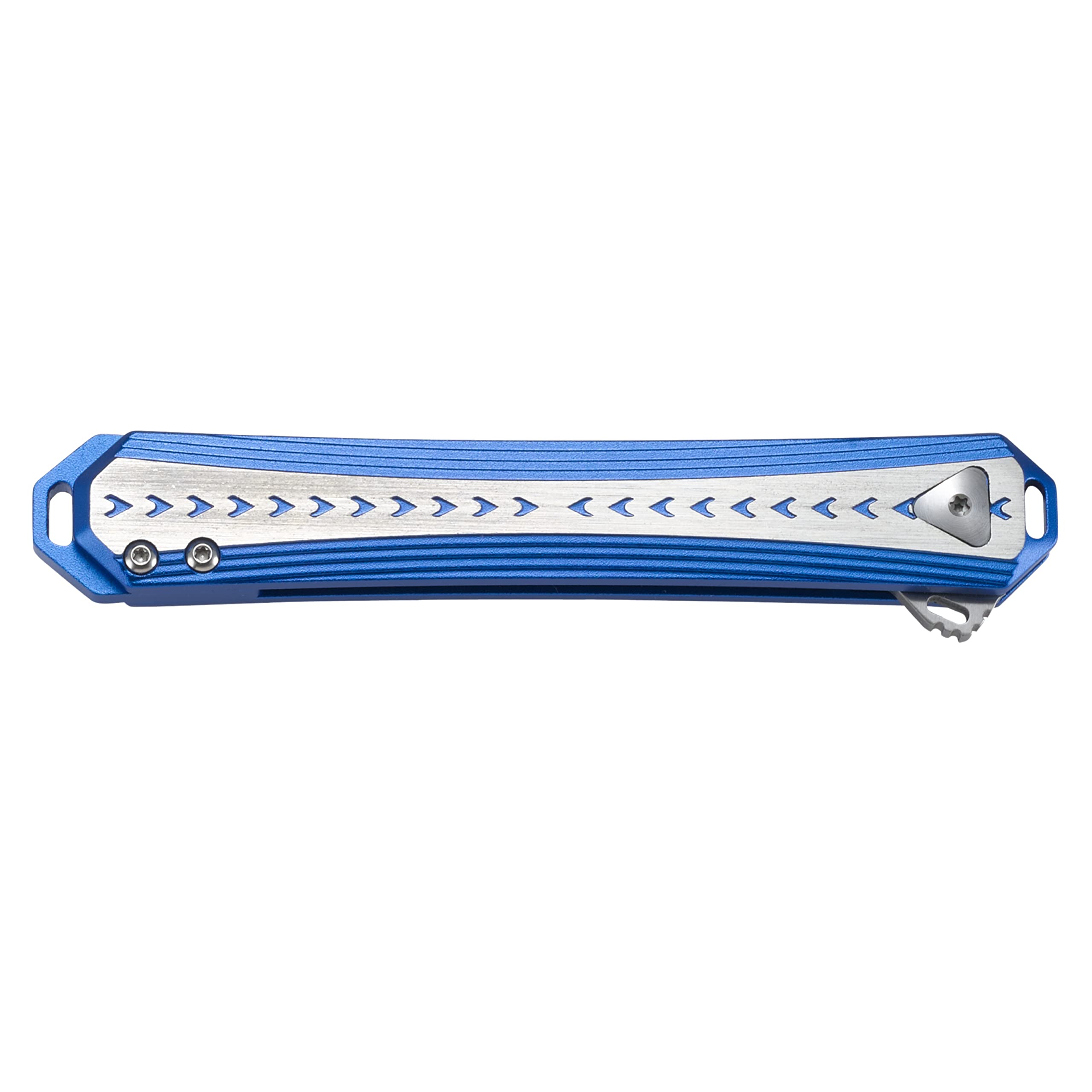 Columbia River Knife & Tool Stickler Folding Pocket Knife: Assisted Open Everyday Carry, Sandvik 12C27 Plain Edge Blade, Liner Lock, Aluminum Handle 6710, Blue & silver