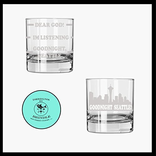 Brindle Southern Farms Frasier inspired etched rocks glass set of 2 - Frasier fan gift