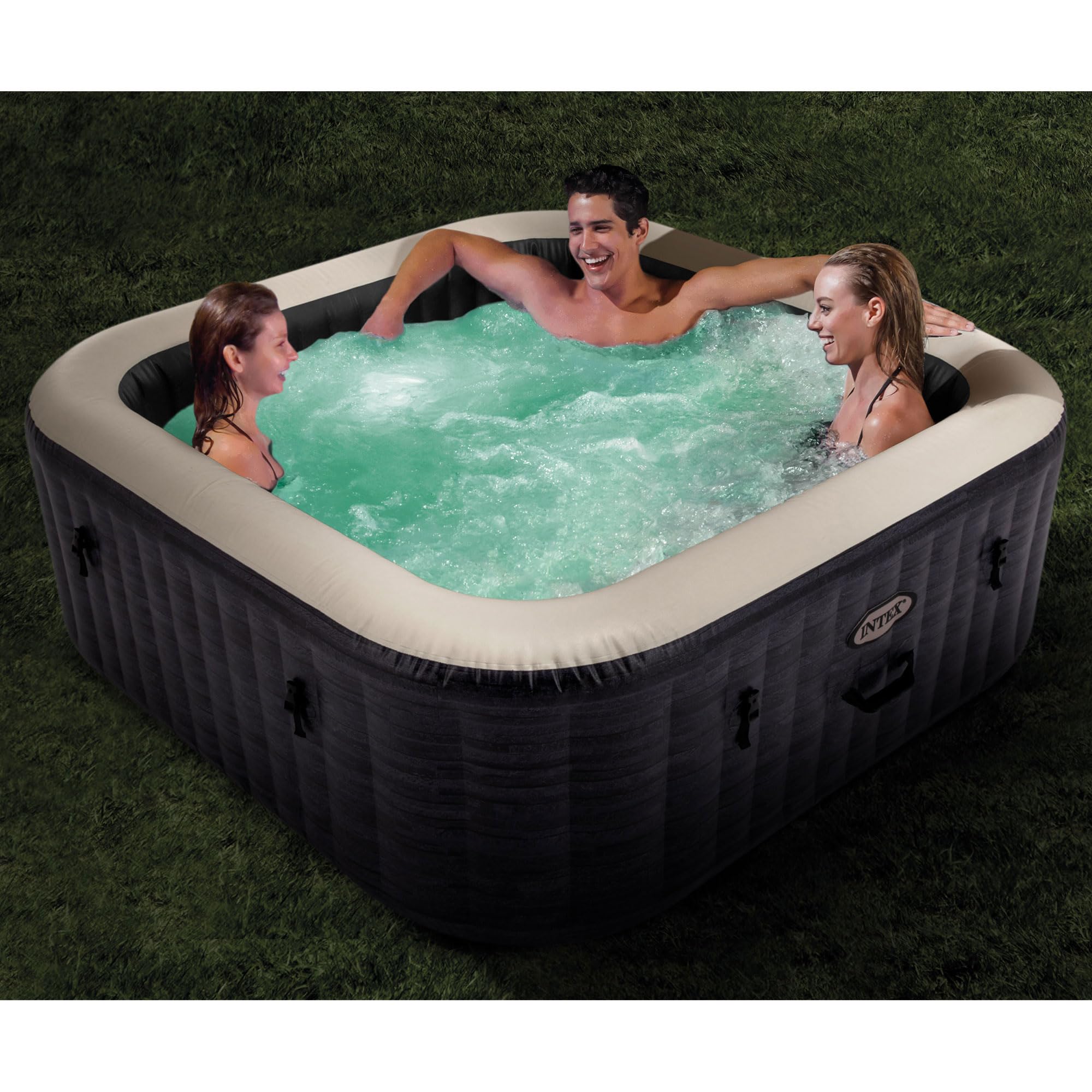 INTEX PureSpa Greystone Deluxe Inflatable Hot Tub, with with Built-in FastFill Inflation System, Spa Control App, and 4 Person Capacity, 83" x 28"
