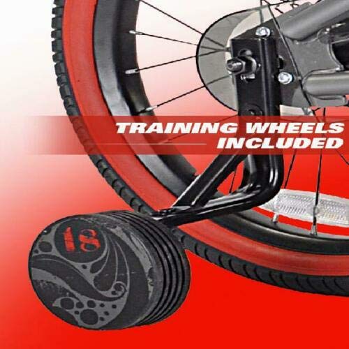 Bike Boys Kids Bicycle BMX Steel Frame 18-Inch Cycling w/Training Wheels Pedal