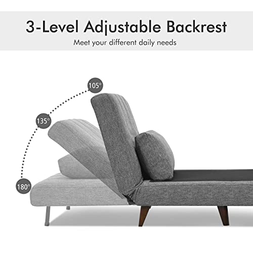 DNATS Convertible Sofa Bed 3 Position Folding Sleeper Chair w/Pillow Beige/Gray/Blue (Color : A)