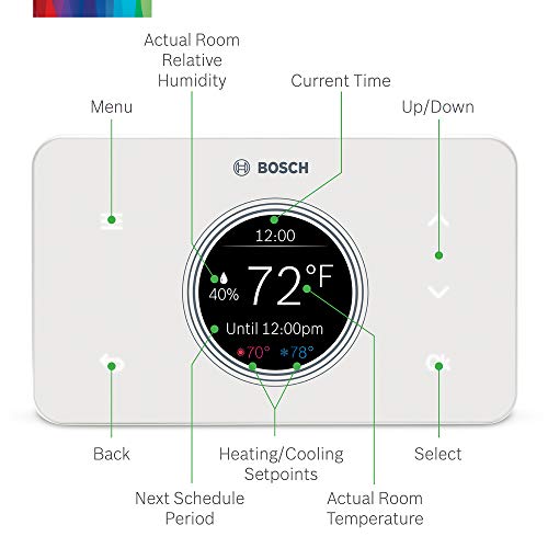 Bosch Thermotechnology BCC50 Wi-Fi Thermostat-Works with Alexa and Google Assistant, All-in-One, Touch Screen, Safety Control, Smart Home, White
