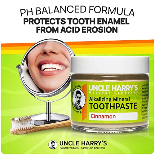 Uncle Harry's Cinnamon Remineralizing Toothpaste | Natural Whitening Toothpaste Freshens Breath & Promotes Enamel | Vegan Fluoride Free Toothpaste (4 Pack)