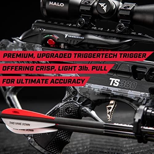 BARNETT TS380 High-Speed Crossbow, with Anti-Dry Fire Trigger, 4x32mm Multi-Reticle Scope, 2 Arrows, Lightweight Quiver, with Crank Device