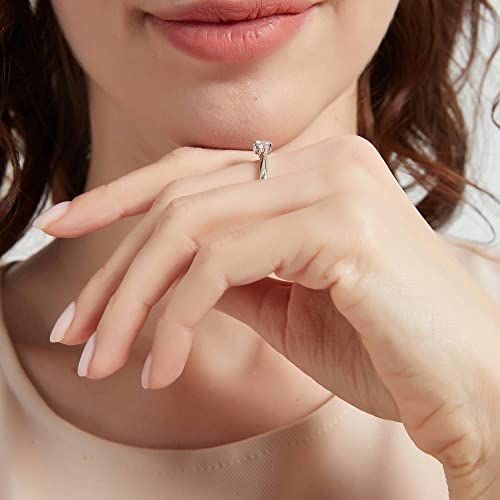BERRICLE Sterling Silver 3-Stone Wedding Engagement Rings Round Cubic Zirconia CZ Anniversary Promise Ring for Women, Rhodium Plated Size 7