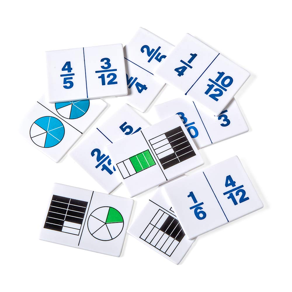 hand2mind Fraction Dominoes Set, Fraction Manipulatives for Elementary School, Dominoes Fraction Games, Middle School Math Games, Montessori Math Manipulatives, Classroom Dominoes Set (Set of 30)