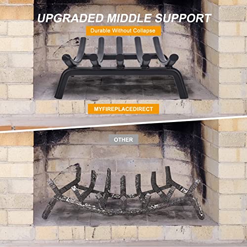Fireplace Grate 14 Inch Solid Round Steel 3/4" Bar -Heavy Duty Wrought Cast Iron Indoor Outdoor Firewood Stove Log Holder Rack Wood Burning Fireplace Accessories, Camping, Chimney, Hearth Tools