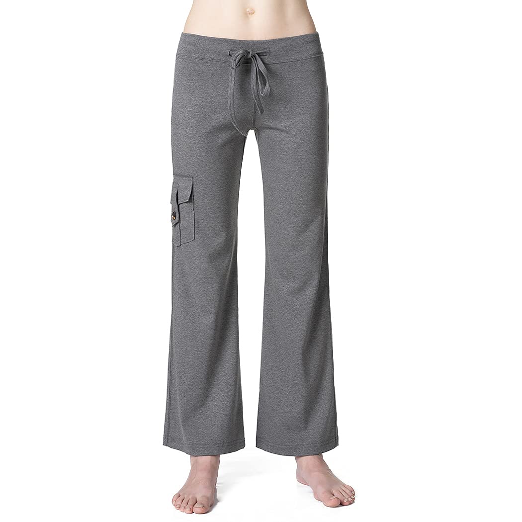 BBJXCIFW Yoga Pants Women Drawstring Sweatpants with Pockets Wide Straight Leg (Medium, Dark Grey)