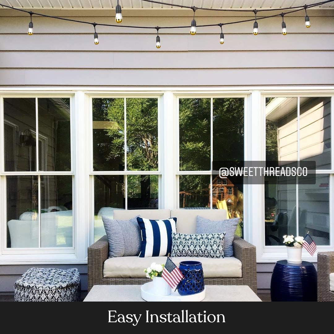 Brightech Ambience Pro LED Outdoor String Lights - 48 Ft Dimmable Patio Lights - Commercial Waterproof Porch String Lights for Outside, Backyard, Gazebo - 2W Anti Glare, Gold Tip Bulbs