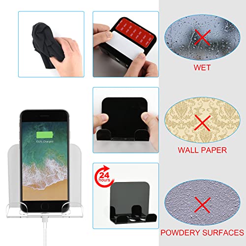 Cosmos 2 Pcs Wall Mount Phone Holder Cell Phone Wall Holder Smartphone Charging Stand Bedside Organizer Storage Bracket Compatible with Most Phone and Mini Tablet for Home Office Bedroom Living Room