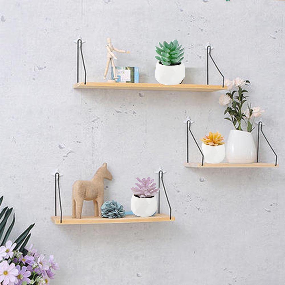 Set of 4 Mini Artificial Succulent Plants with White Geometric Ceramic Planters Faux Succulent for Bedroom Bathroom Bookshelf Office,Wedding Home Garden Decor(red/Green/Orange Yellow/Purple)