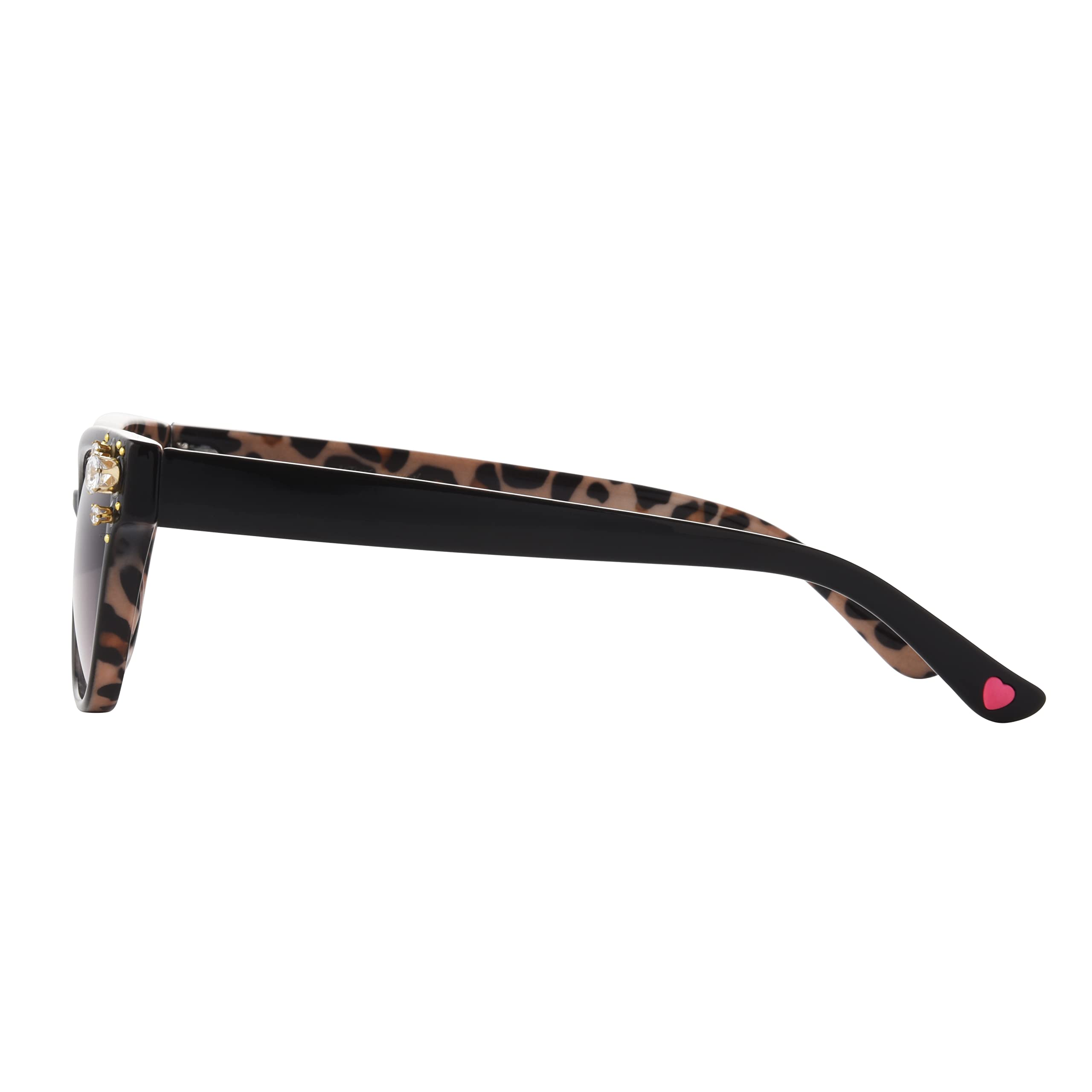 Betsey Johnson Women's Queen Sunglasses Cateye, Crystal Grey with Glitter, 53mm