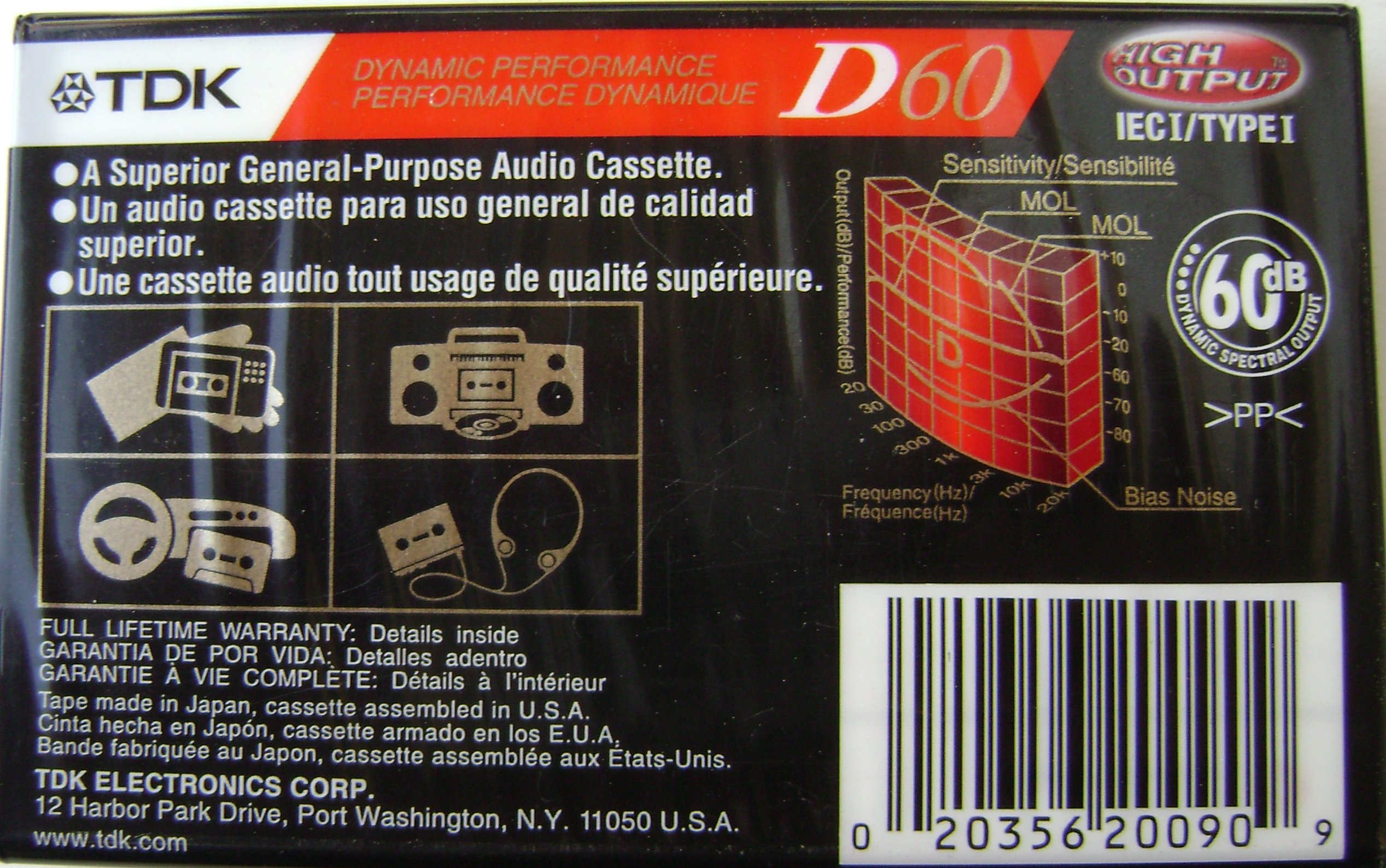 TDK D60 ICE I/Type I Dynamic Performance High Output Audio Cassette Tape - A superior general-purpose audio cassette