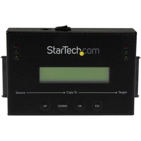 StarTech.com 1:1 Standalone Hard Drive Duplicator & Eraser, SATA HDD / SSD Disk Cloner / Copier / Wiper / Sanitizer, Cloning / Recovery Tool, LCD Display, TAA Compliant, OS Independent (SATDUP11)
