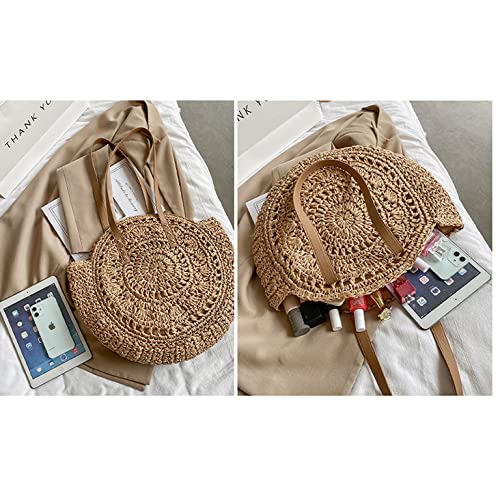 INS female literature and art small large capacity handmade beach weave retro shoulder straw bag(2)