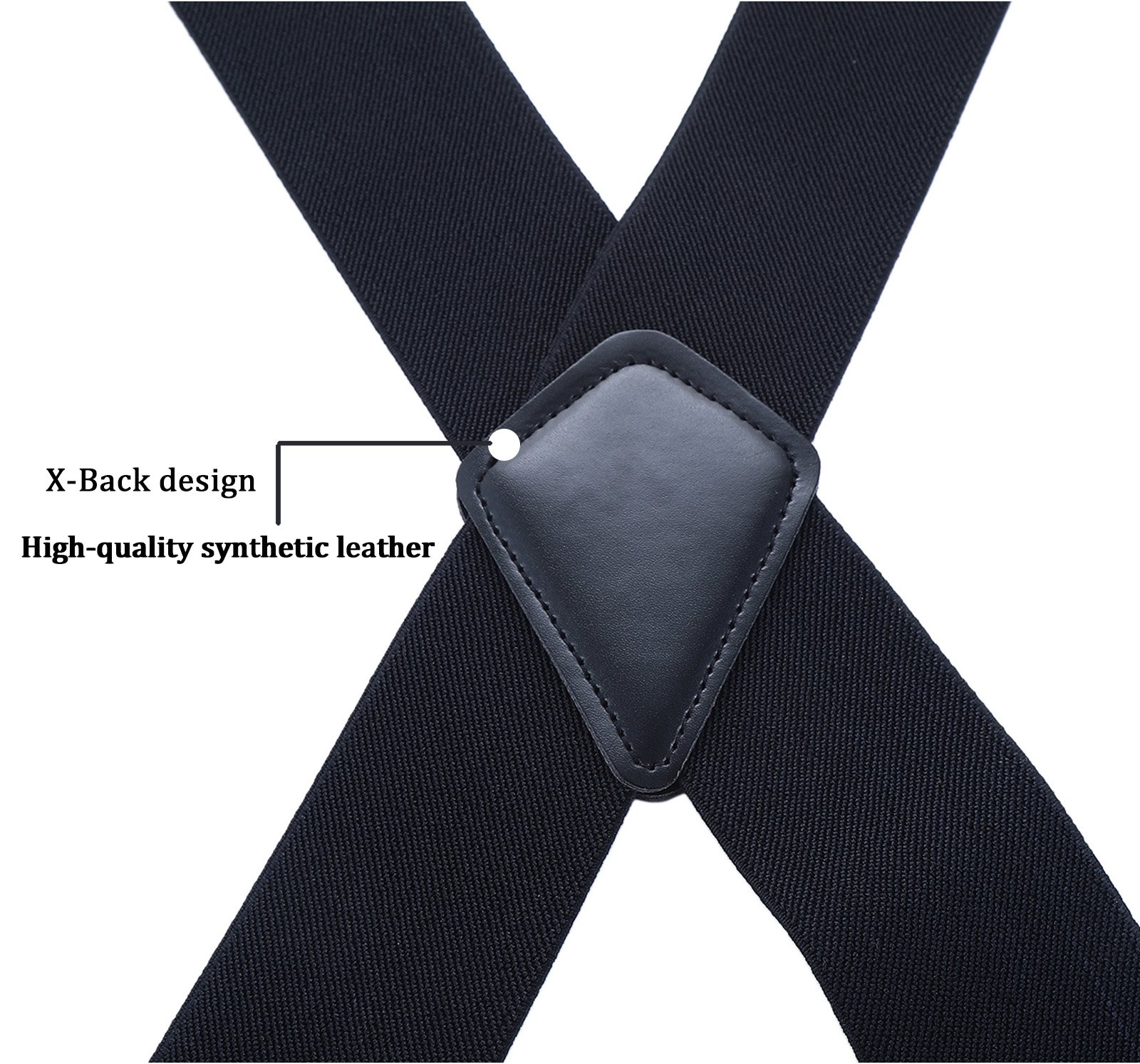 AWAYTR Men Utility Suspenders Adjustable Elastic - Heavy Duty 2 Inch Wide X Shape Strong Clip Suspender (Black)