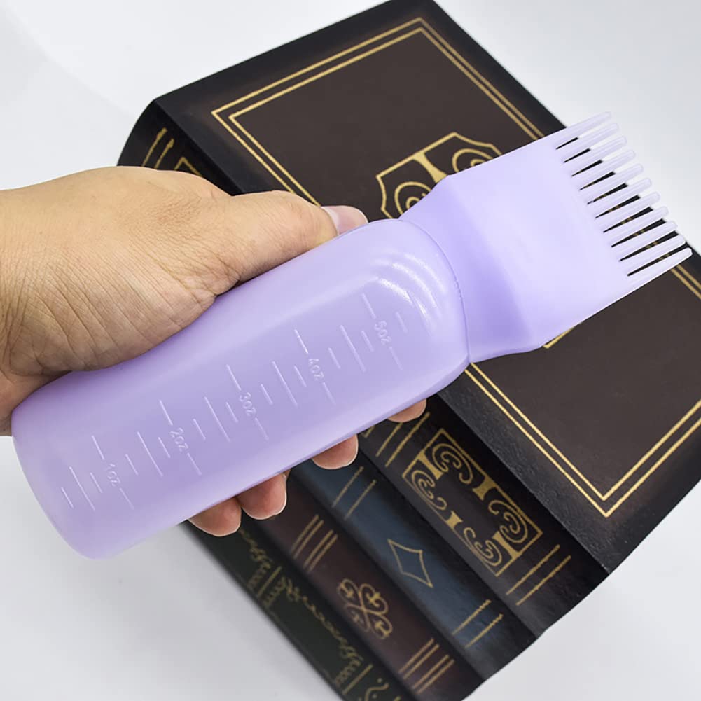 ccHuDE 2 Pcs Root Comb Applicator Bottles Hair Dye Applicator Brush Bottle Empty Hair Comb Applicator Hair Color Squeeze Bottle with Graduated Scale