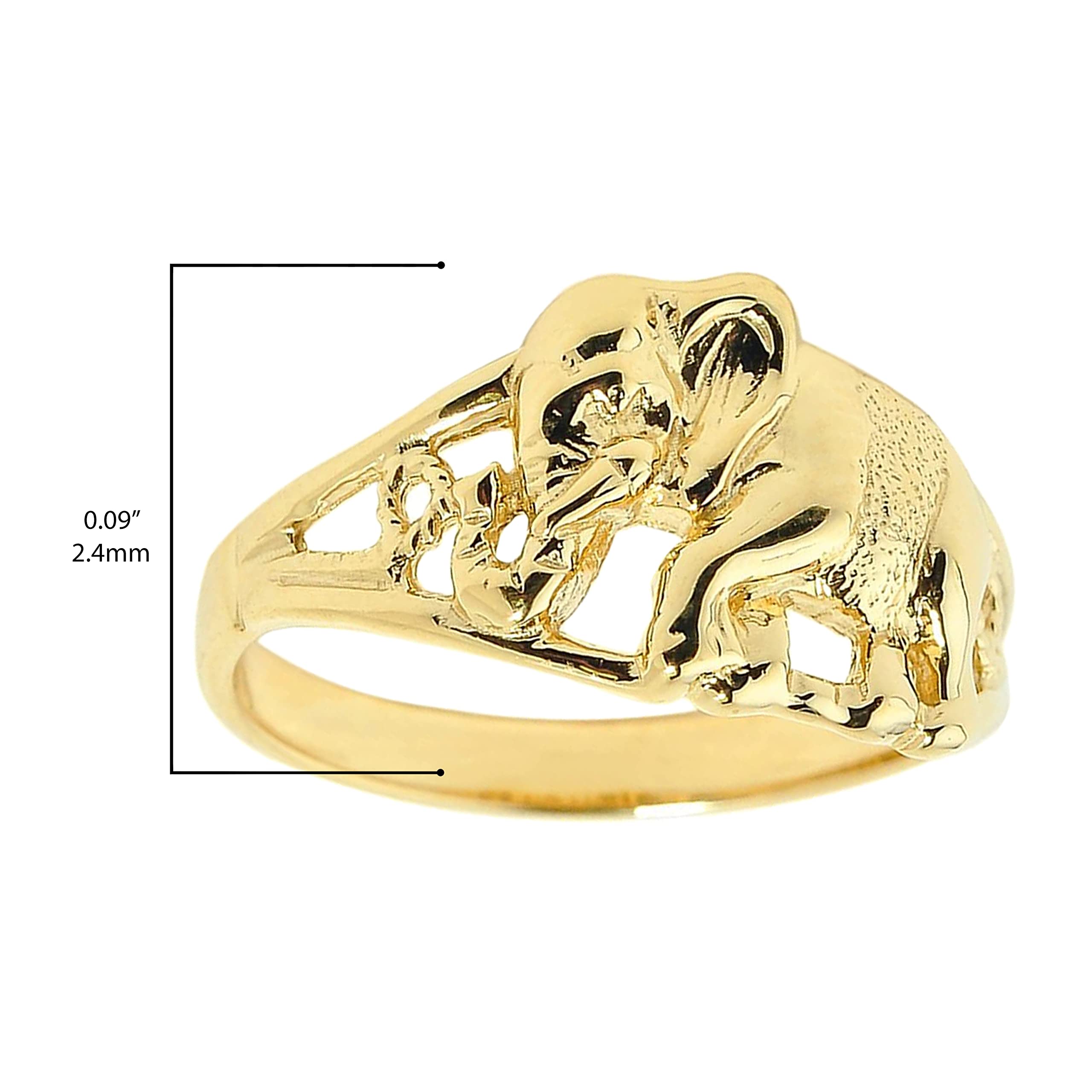 Animal Kingdom 10k Yellow Gold Indian Elephant Open Band Ring - Size 10