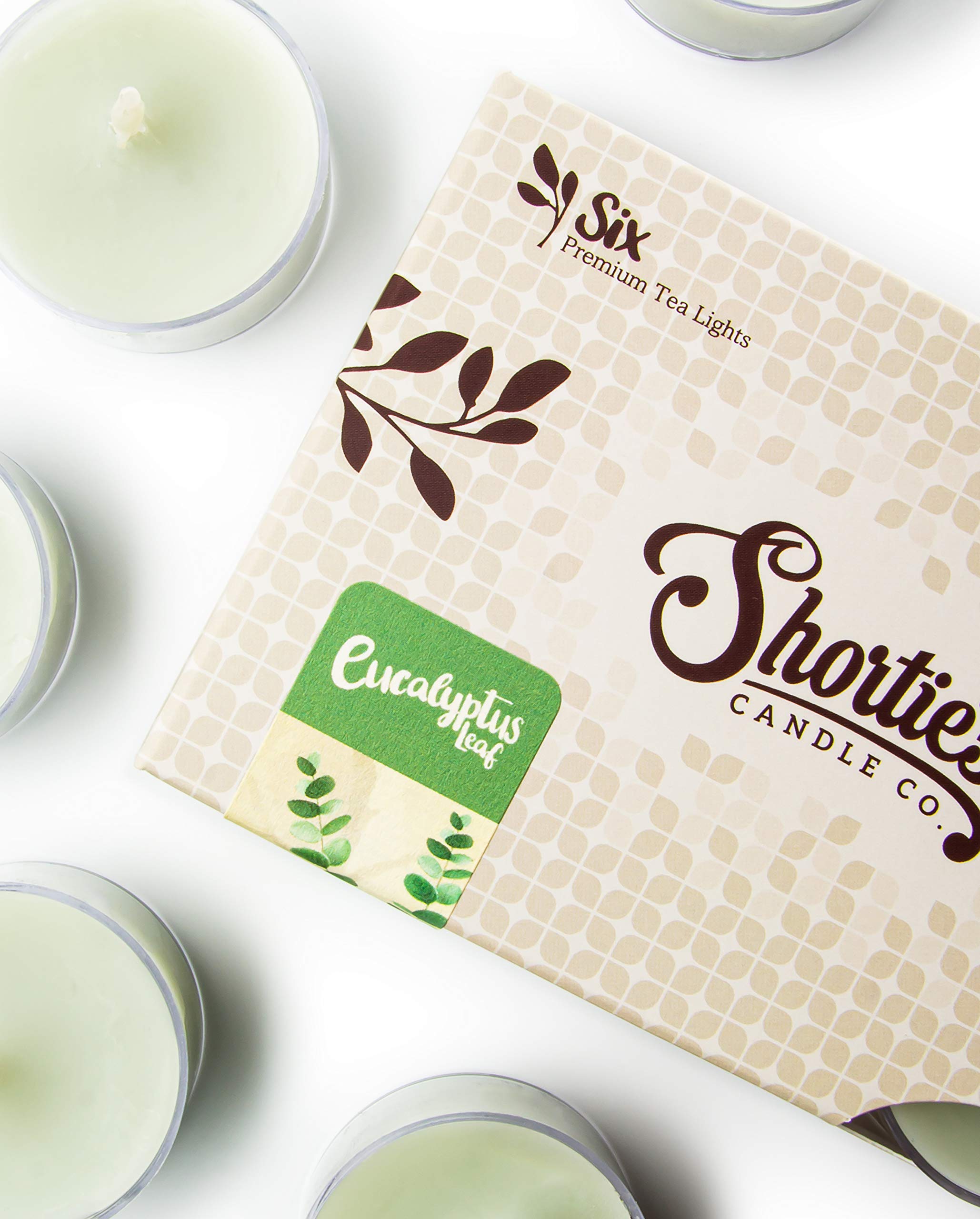 Eucalyptus Leaf Premium Tealight Candles Bulk Pack - Highly Scented with Essential & Natural Oils - 24 Green Tea Lights - Beautiful Candlelight - Made in The USA - Fresh & Clean Collection