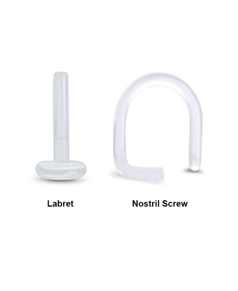 Bioflex Labret Nose Ring Monroe Retainer 3/8" 9mm Post 16G