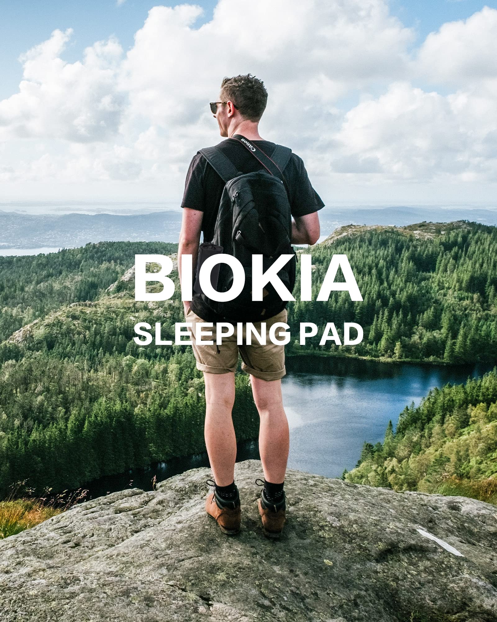 Biokia Sleeping Pad Lightweight Inflatable Sleeping Pad for Camping, 75''X25'', Backpacking Sleeping Pad,Air Mattress with Built in Pump, Carry Bag, Repair Kit - Compact & Lightweight Air Mattress